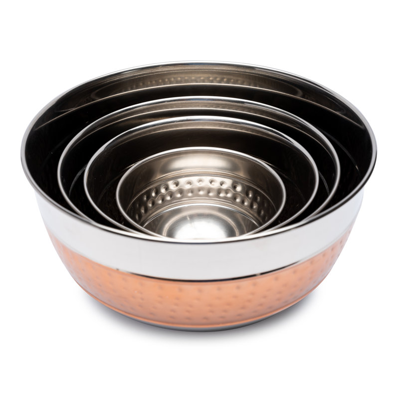 Lexi Home Food Prep 4-Piece Premium Two Tone Stainless Steel Hammered ... Lexi Home Food Prep 4-Piece Premium Two Tone Stainless Steel Hammered ...